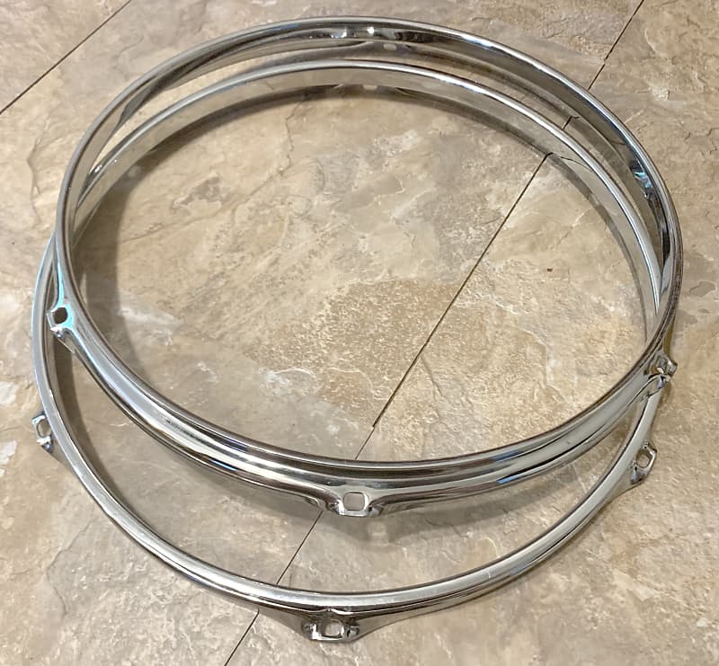 (2) LUDWIG Style 12 inch / 6 hole Triple Flange Drum Hoops - | Reverb