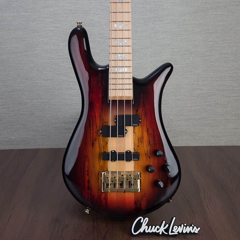 Spector Euro 4 LT Spalted Maple Bass Guitar - Fire Red Burst | Reverb