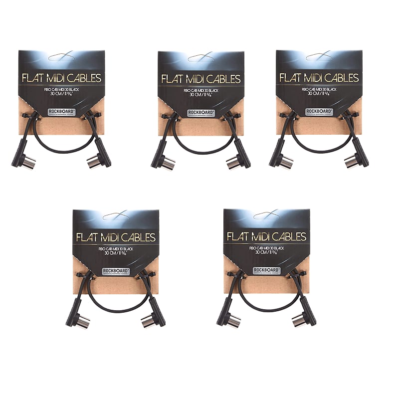 Rockgear Midi Cable, 30cm / 11.81" Black 5 Pack Bundle | Reverb