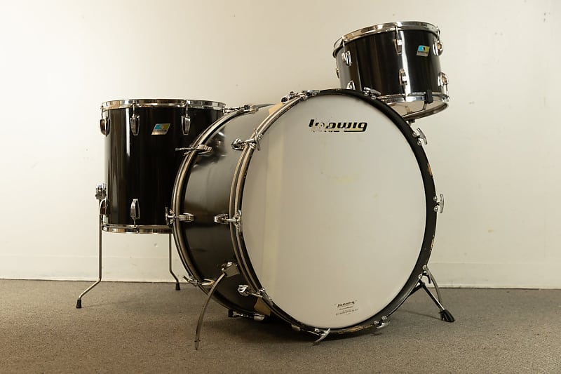 1970s Ludwig Black Cortex 14x26 9x13 and 16x16 Drum Set | Reverb