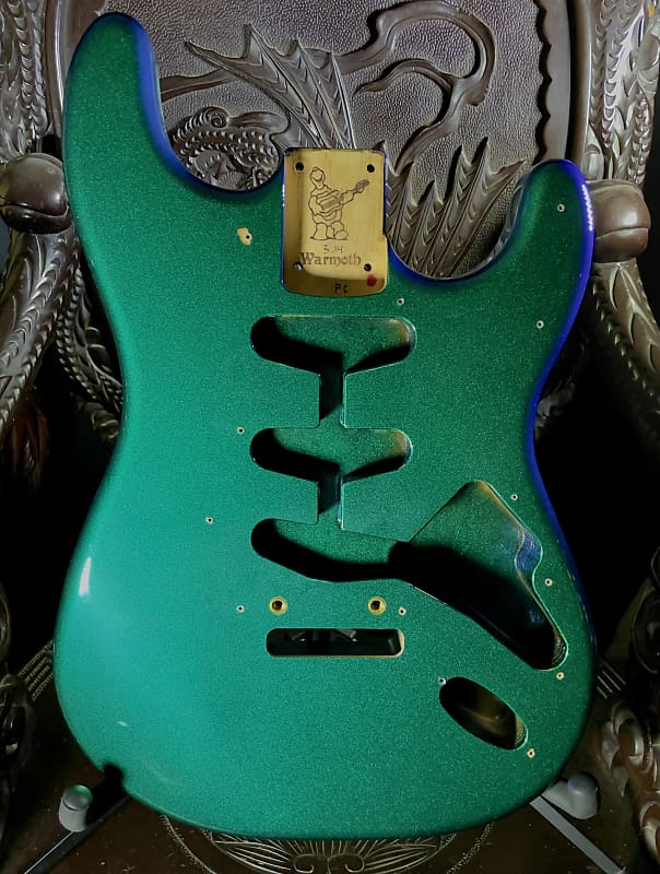 Warmoth Strat Body 2014 Chameleon (Green to Blue) Chambered | Reverb