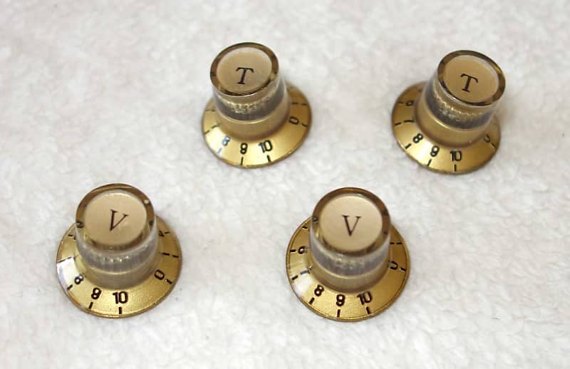 Vintage 1968 Ventura V1300 Tone + Volume Knob Set, 4x Knobs | Reverb