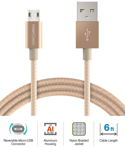 FosPower USB to Reversible Micro USB Sync and Charge Cable | Reverb UK