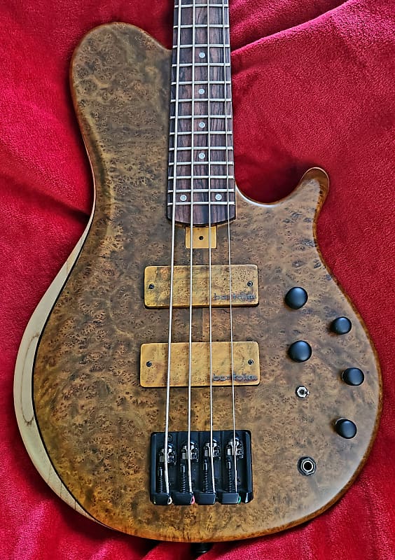 SJ Custom Guitars 4 String Bass, Burl Top, Bartolini BH2, | Reverb