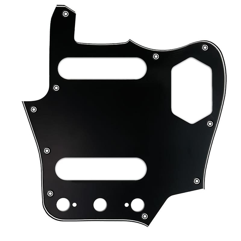 Jaguar Compatible Scratchplate- Black 3 ply | Reverb