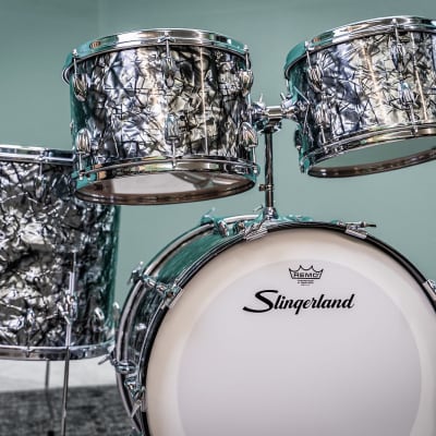 Slingerland 70s Niles Era 4 pc Drum Set in Black Diamond | Reverb
