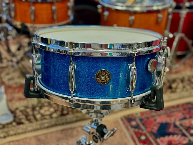 14” x 5,5” Gretsch Round Badge “Name Band” 3-ply Snare - Blue | Reverb