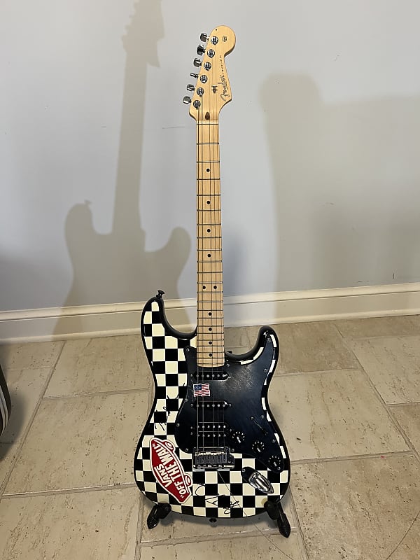 Signed Fender Vans Stratocaster 2005 White/Black Checker - | Reverb