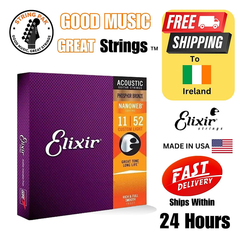 Elixir Acoustic Guitar Strings Nanoweb Phosphor Bronze | Reverb Canada