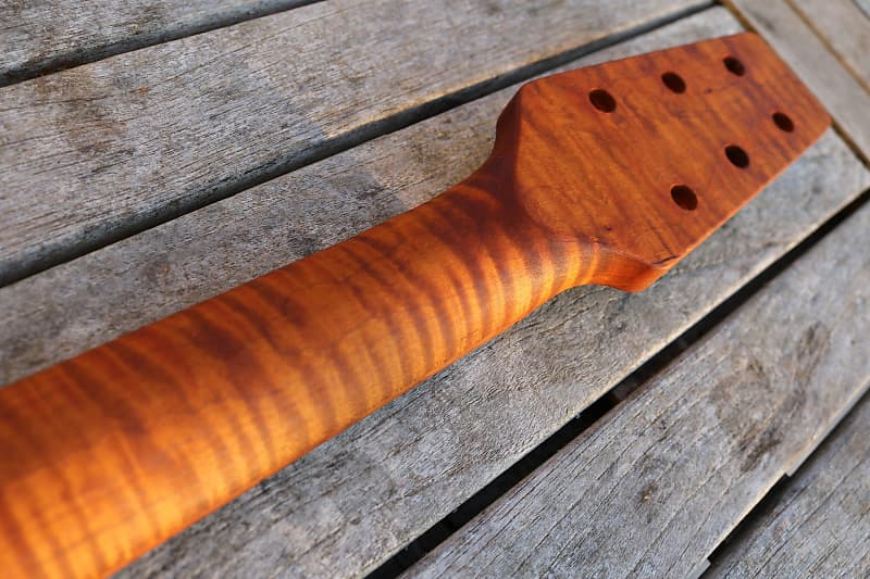 Telecaster snakehead neck, flamed roasted maple, 22 frets, | Reverb