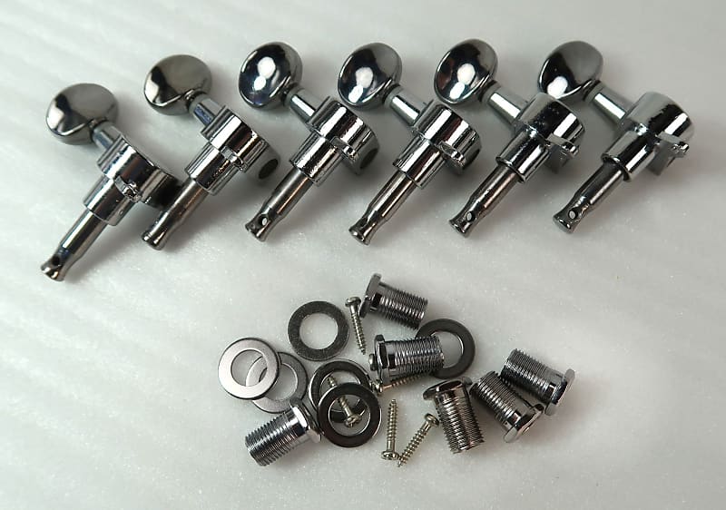 Reverse Headstock Mini-Button Tuners 6 in Line Chrome with | Reverb
