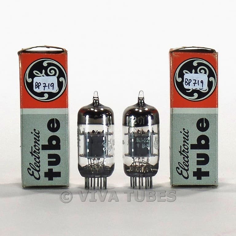 True NOS NIB Matched Pair GE USN-12AT7WA/6201 Grey Plate | Reverb