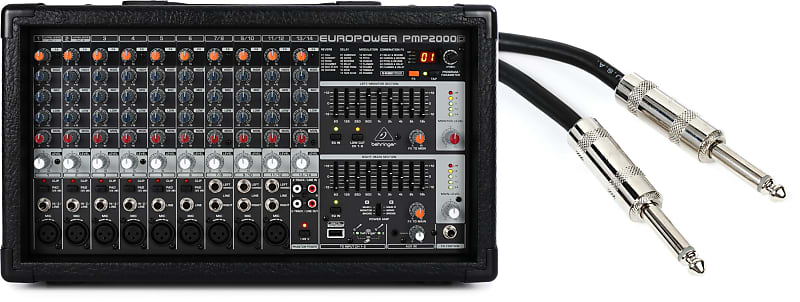 Behringer PMP2000D 14-channel 2000W Powered Mixer Bundle with | Reverb