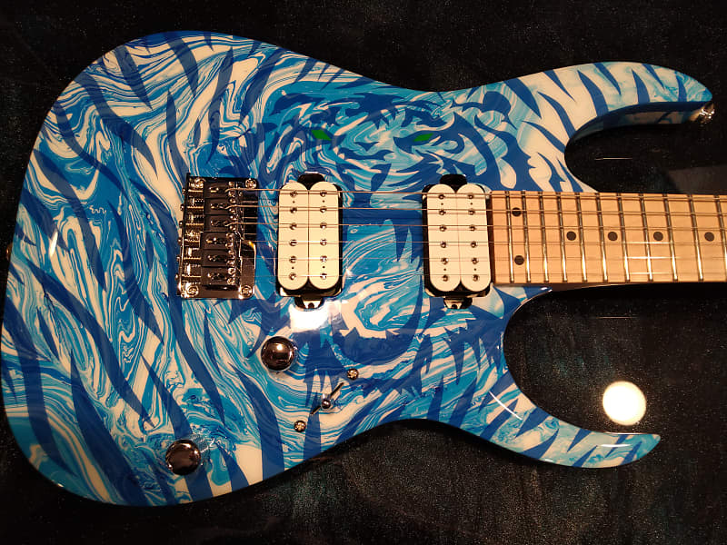 Ibanez RGA Body with Rg421 Neck Custom Blue Tiger Swirl RG | Reverb