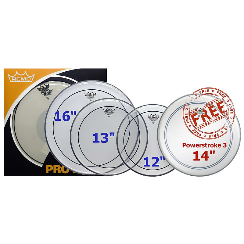 Remo Pro Pack - Pinstripe Clear Rock + Powerstrole 3 Coated | Reverb