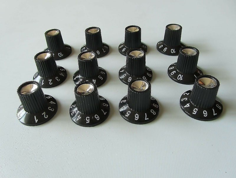 Black with Silver Top 12 Pieces Guitar Amplifier AMP Knobs | Reverb