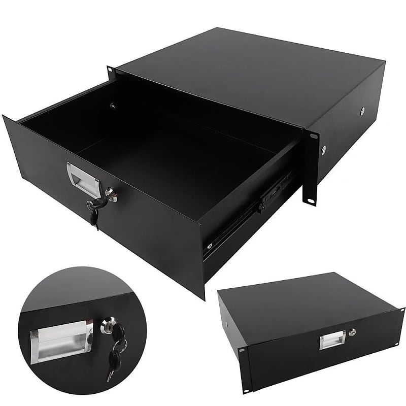 19 Inch Rack Mount 3U Locking Drawer Audio DJ Server Rack | Reverb