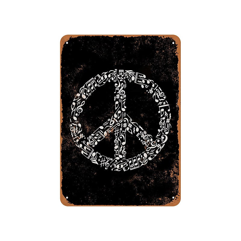 10 x 14 Metal Sign - Peace Sign Made of Musical Notes - | Reverb