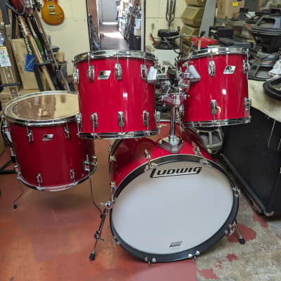 Super Clean! 1989 Ludwig Made In USA Red Fury Wrap Rocker | Reverb