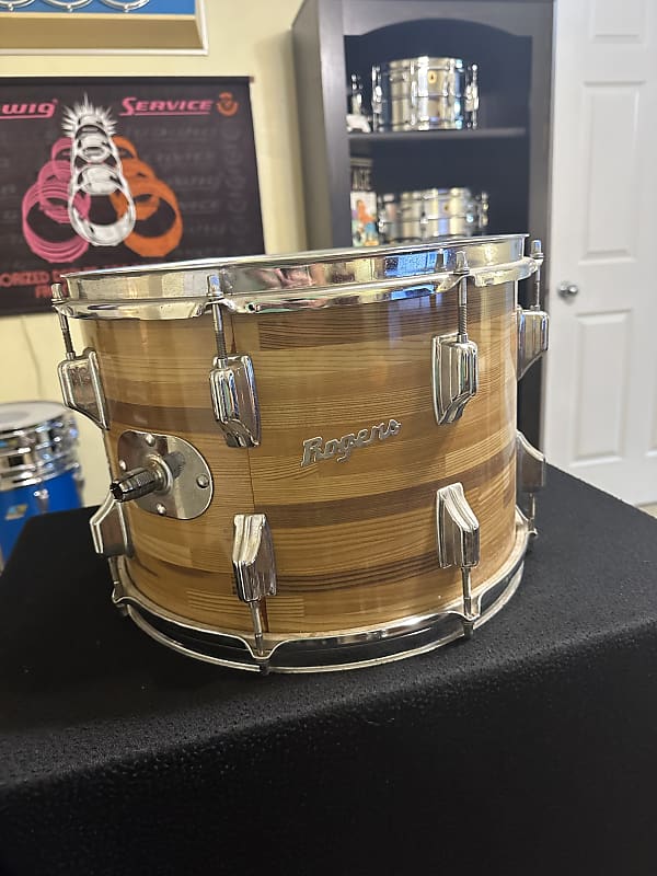 Rogers 10x14 Vintage Script Badge Rack Tom - Butcher Block | Reverb