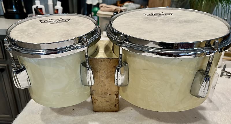 Slingerland 1940’s White Marine Pearl Bongo Toms | Reverb