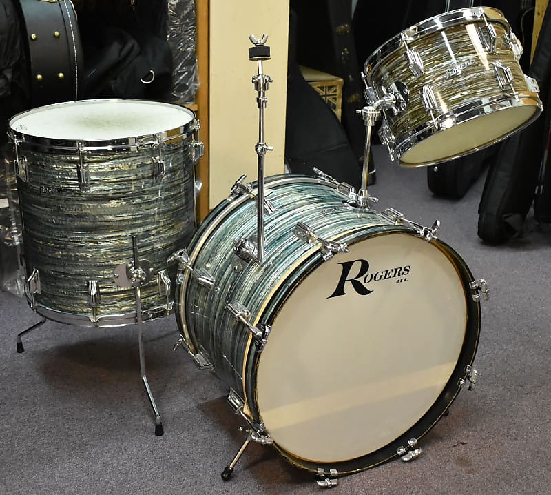 Vintage Rogers Holiday 3 Piece Set Blue Strata Pearl | Reverb