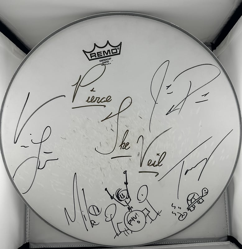 Pierce the Veil signed Remo Ambassador Coated Drum Head 14" - | Reverb