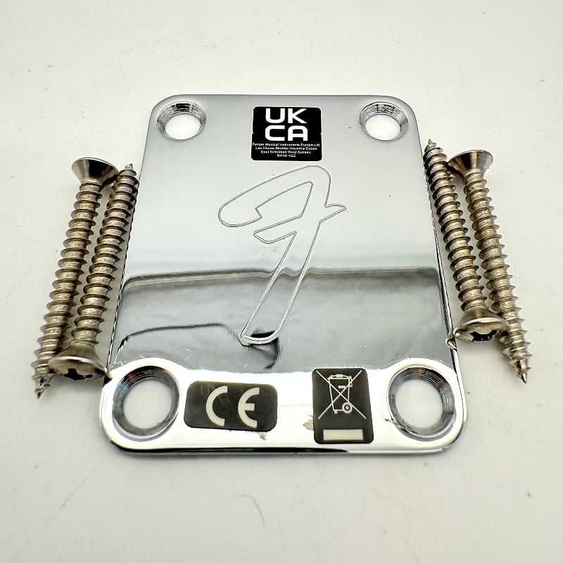 Fender Neck Plate Large “F” Version Steel Mint 24064 | Reverb