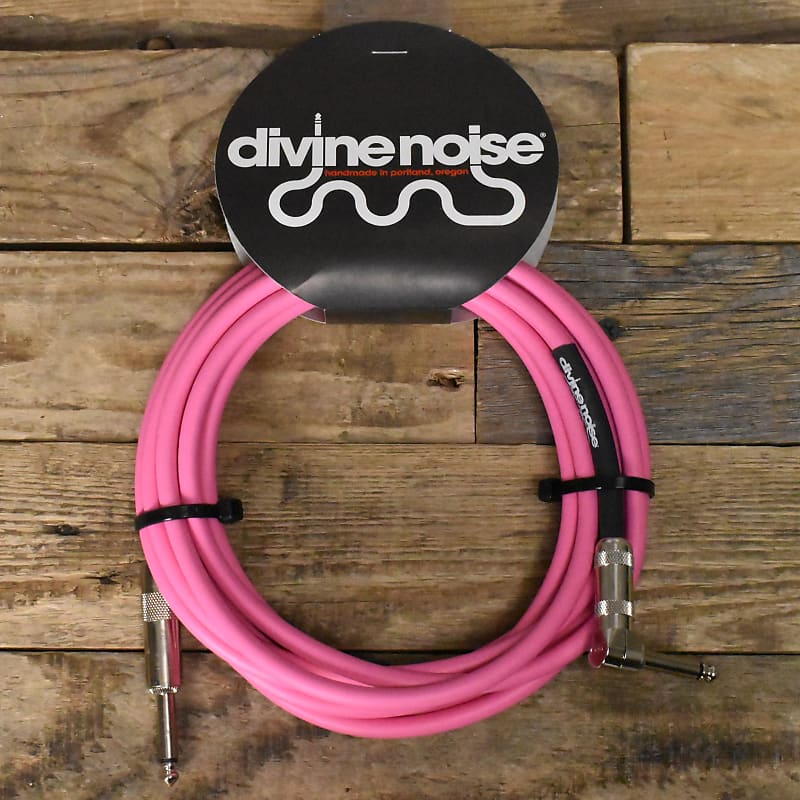 Divine Noise 15 Foot Cable - Straight to Right Angle - Pink | Reverb