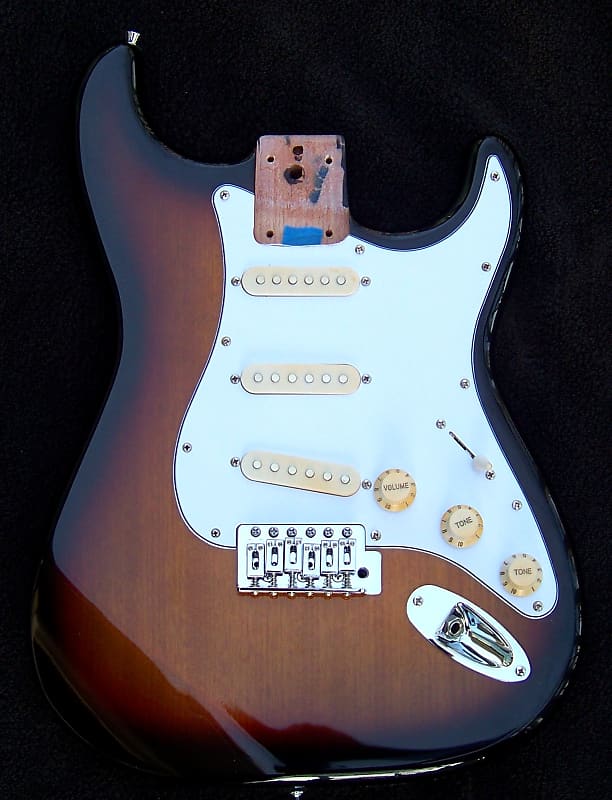Solid Mahogany 1950's Style Tri-Color Sunburst Strat Body + | Reverb