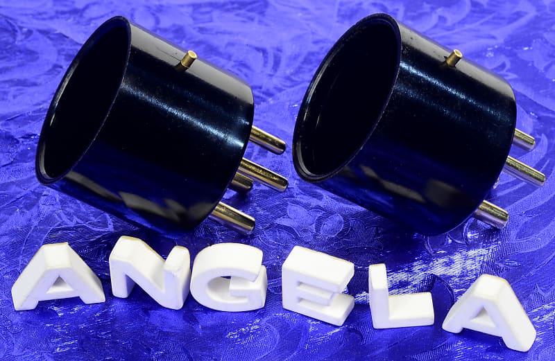 2 Black Phenolic Four (4) Pin Tube Bases with Gold Pins For | Reverb