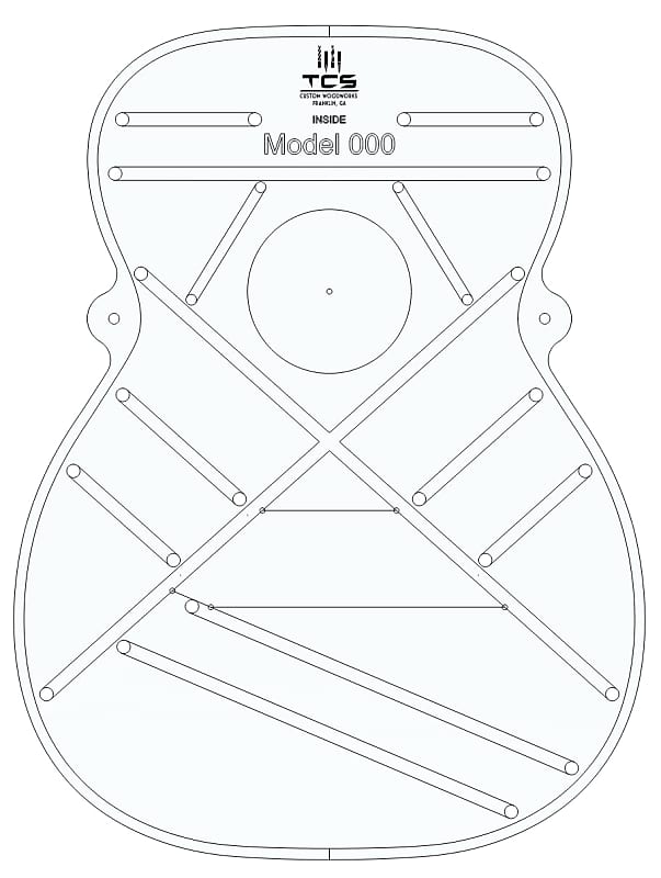 000 Acrylic Acoustic Soundboard Bracing Template | Reverb