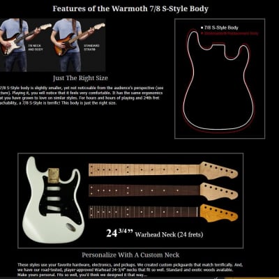 Warmoth 7/8 size Stratocaster style body | Reverb