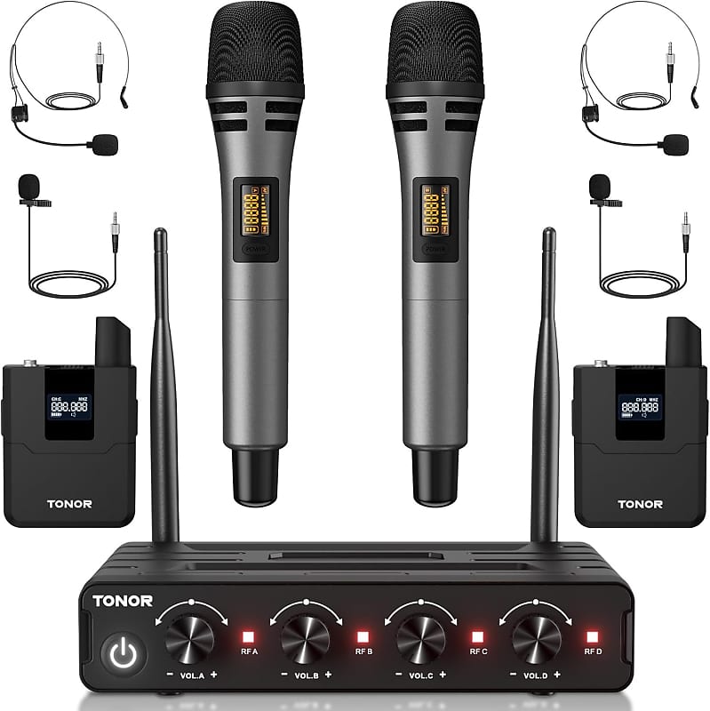 Wireless Microphone System, 4 * 10-Channel UHF Cordless | Reverb