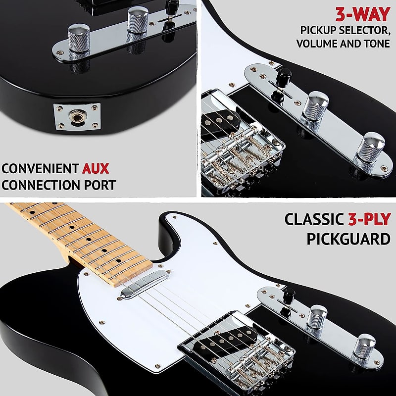 LyxPro 39” Telecaster Electric Guitar TL Series, C-Shape | Reverb