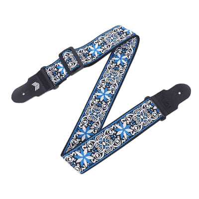 Red Guitar Strap with Real Leather Ends and Classic Pattern | Reverb