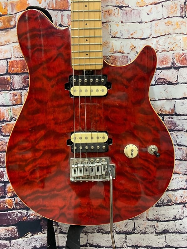 OLP Ernie Ball Model MM1 Solid Body Quilt Red Top Electric | Reverb