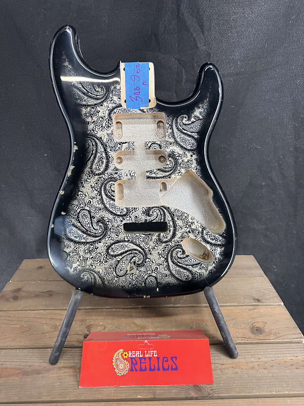 Real Life Relics Strat® Stratocaster® Body Black Paisley | Reverb
