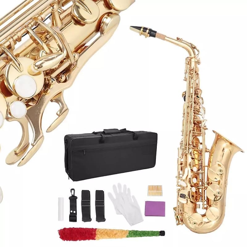 Alto Saxophone E-Flat Alto Sax Eb With Case Golden | Reverb