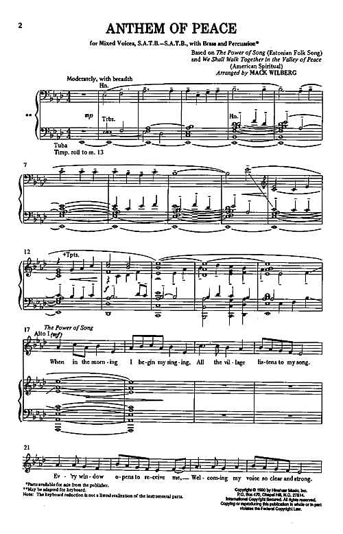 Anthem of Peace SSAATTBB | Reverb