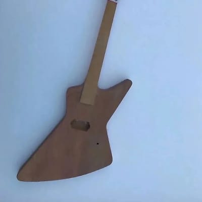 Unfinished Okoume Wood Explorer Style Guitar Body with Neck | Reverb