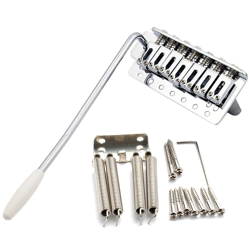 7-String Tremolo Guitar Bridge, 2.55" Spacing - CHROME | Reverb