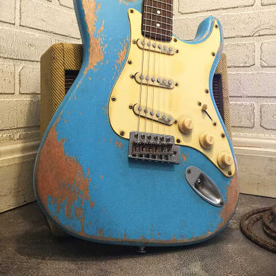 USA Relic Strat Style Electric Guitar Road Worn Red by Nate's | Reverb