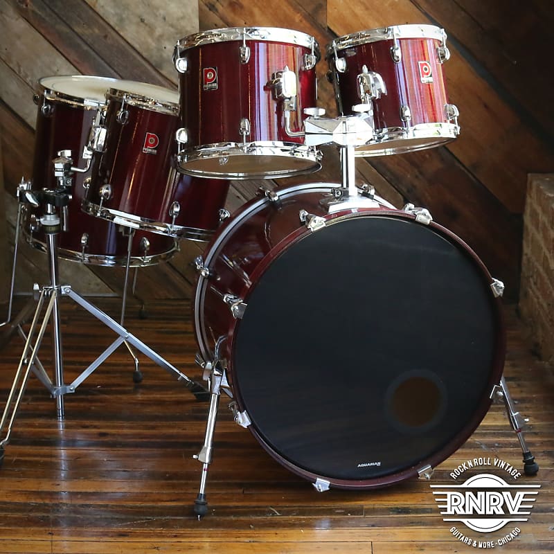 1990s Premier XPK Series Transparent Red 5-Pc Drum Kit | Reverb