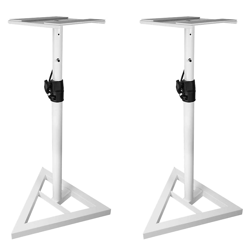 2) Rockville White Home Audio Stands w/ Adjustable Height For | Reverb