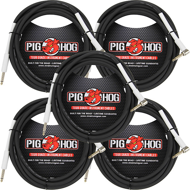 Pig Hog 5 New 18.5 Foot Straight to Right Angle Instrument | Reverb UK