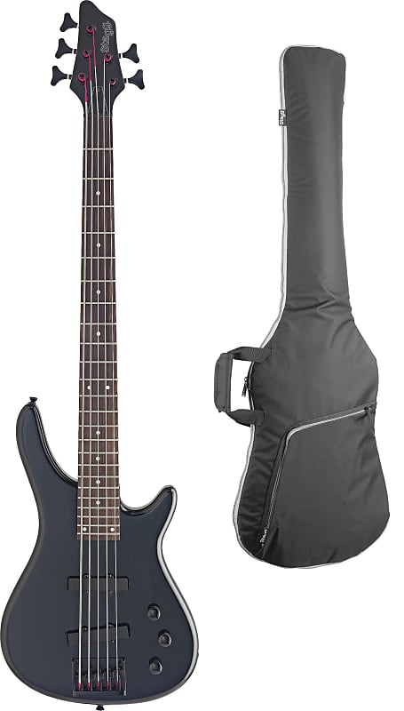 Stagg 5-String Fusion Electric Bass Guitar w/ Gig Bag - Black | Reverb