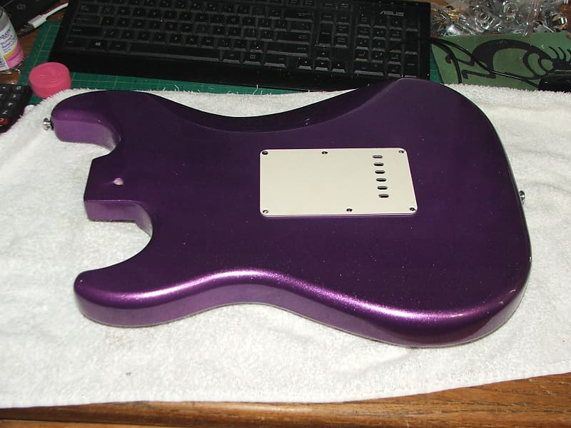 Purple Loaded Strat Style Body.. big block trem .SSS alnico V | Reverb