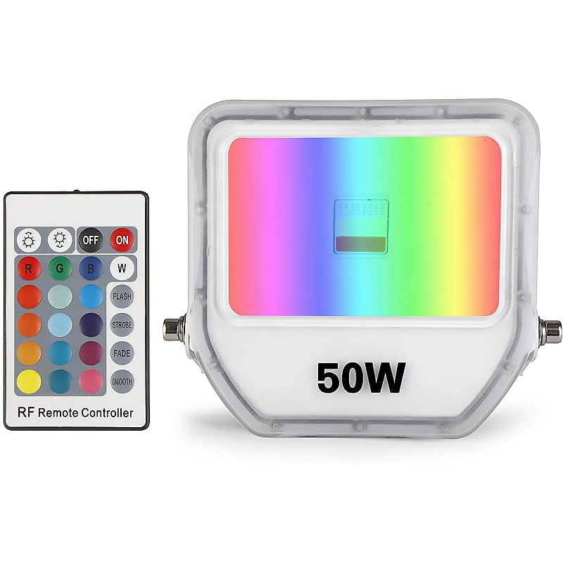 50W Led Rgb Color Flood Light With Remote Control, Heavy Duty | Reverb