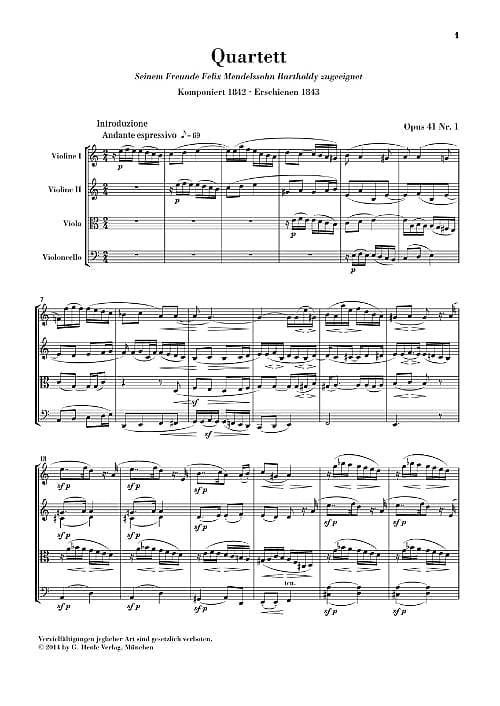 String Quartets Op 41 Study Score | Reverb